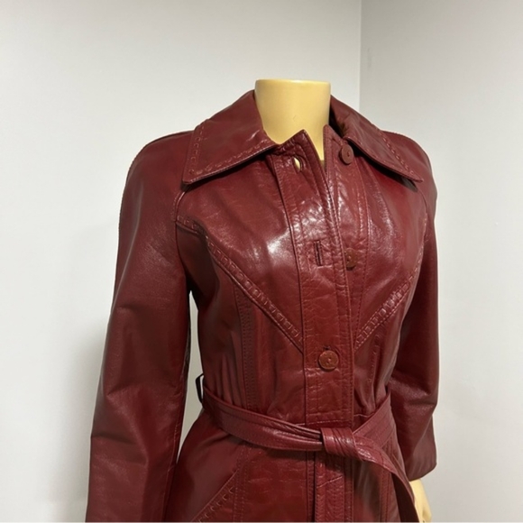 Versace | Jackets & Coats | Vintage 7s Tfc Burgundy Red Brown Leather ...